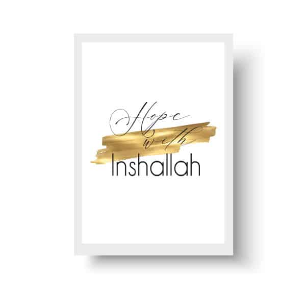 Hope With Inshallah I Guld - Nasip Islamisk Plakater